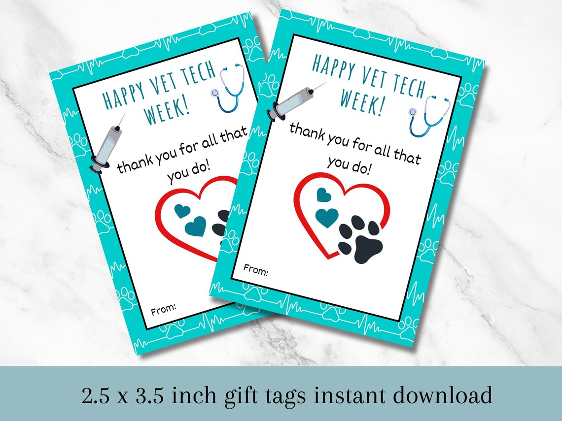 Vet Tech Week Gift Tags, Vet Tech Appreciation, Vet Tech Week Gifts ...