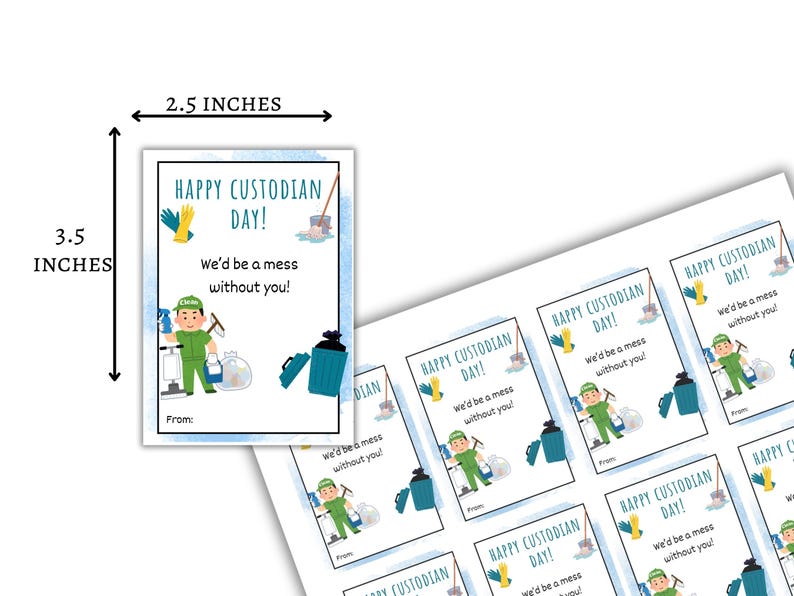 Custodian Day Gift Tag, Printable Gift Tag, Custodian Appreciation Day ...