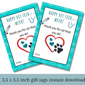 Vet Tech Week Gift Tags, Vet Tech Appreciation, Vet Tech Week Gifts ...