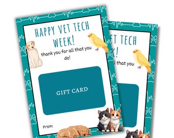 Vet Tech Week Gift, Staff Appreciation Gift, Thank You Card, Veterinary ...