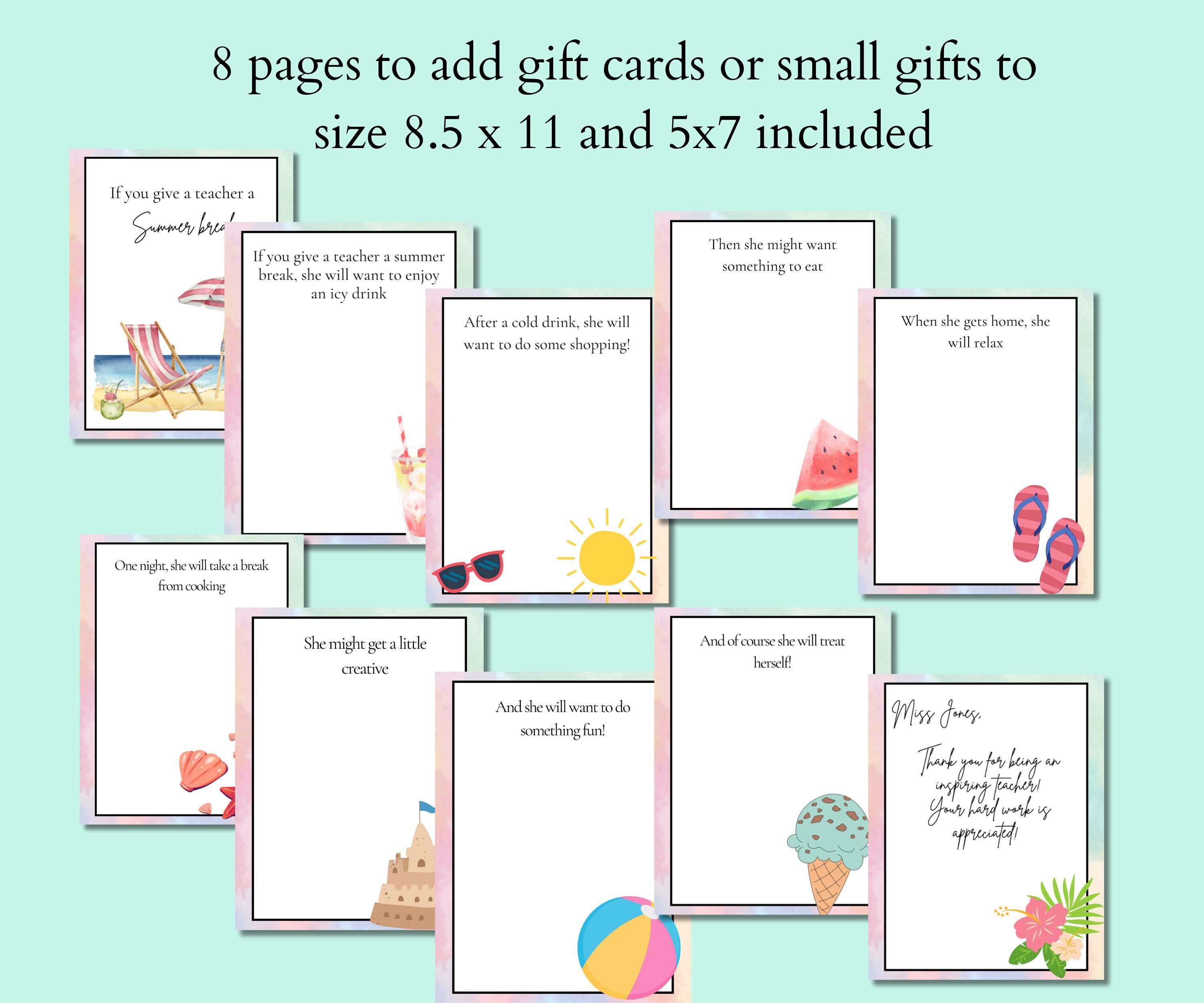 Gift Card Book for Teacher, If You Give A Teacher A Summer Break, End ...