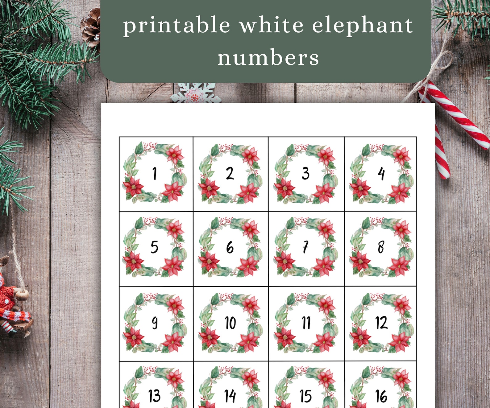 White Elephant Numbers, Printable Gift Exchange Numbers, Yankee Swap ...