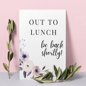 Out to Lunch Sign for Desk, Printable Office Sign, Be Back Soon Sign ...