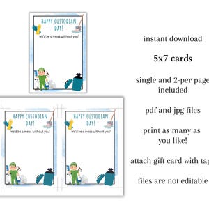 School Custodian Day Gift, Printable Gift Card Holder, Custodian ...