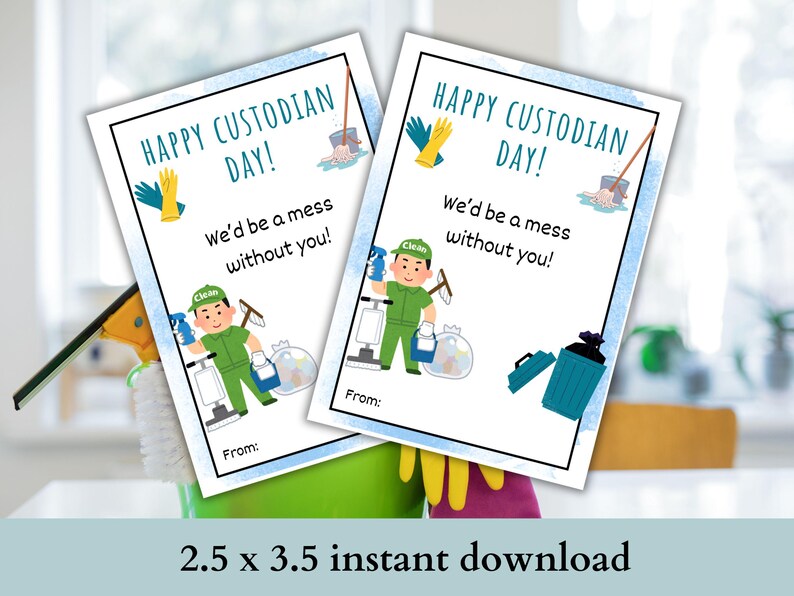 Custodian Day Gift Tag, Printable Gift Tag, Custodian Appreciation Day ...
