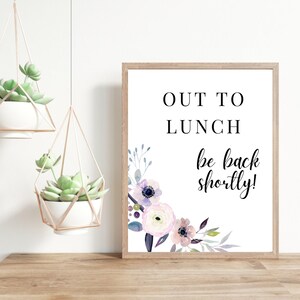 Out to Lunch Sign for Desk, Printable Office Sign, Be Back Soon Sign ...
