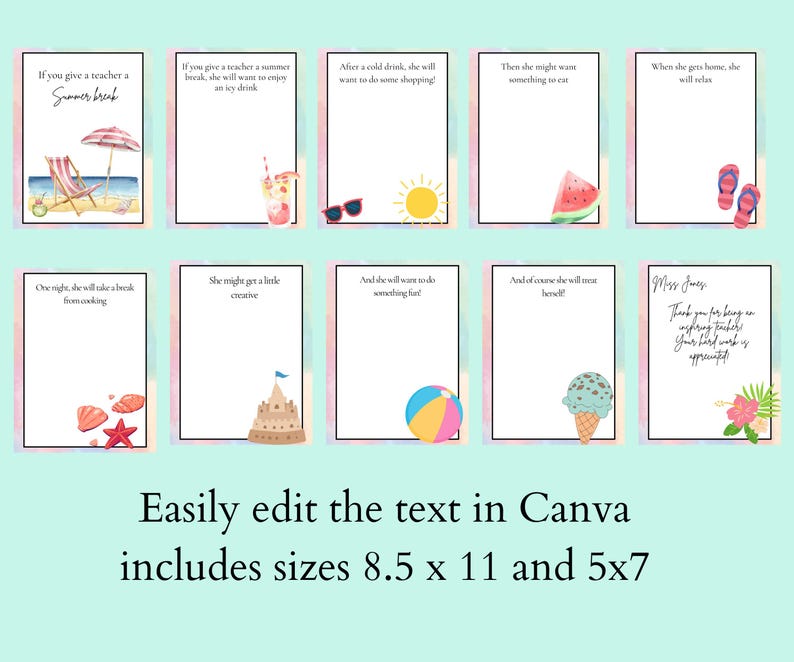 Gift Card Book for Teacher, If You Give A Teacher A Summer Break, End ...