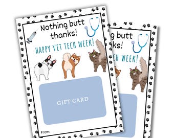 Vet Tech Week Gift, Staff Appreciation Gift, Thank You Card, Veterinary ...