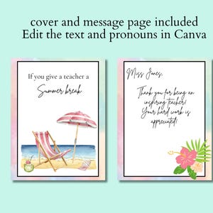 Gift Card Book for Teacher, If You Give A Teacher A Summer Break, End ...