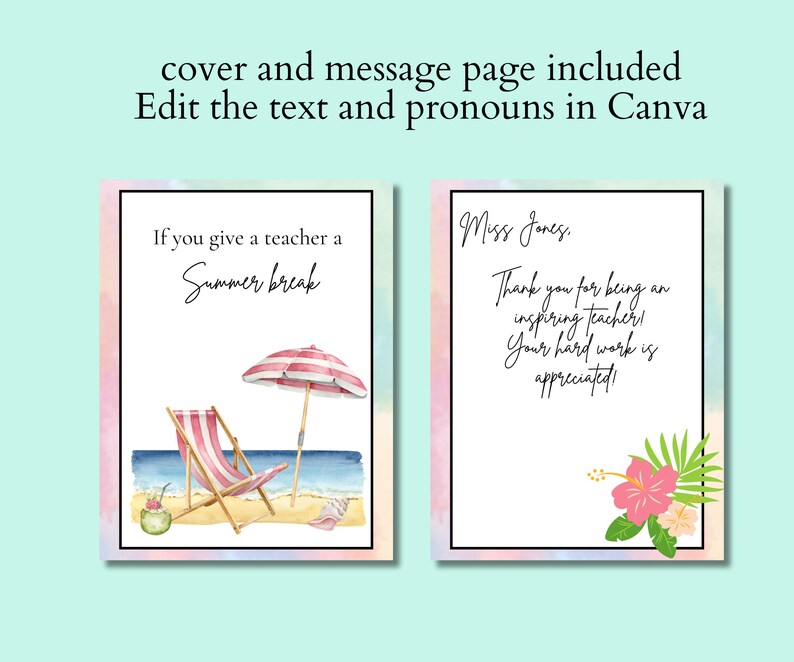 Gift Card Book for Teacher, If You Give A Teacher A Summer Break, End ...