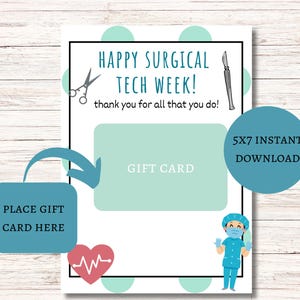 Surgical Tech Week Gift, Gift Card Holder, Surgical Tech Appreciation ...