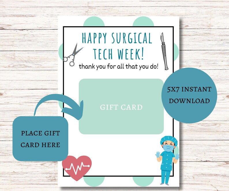 Surgical Tech Week Gift, Gift Card Holder, Surgical Tech Appreciation ...