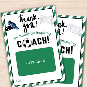 Soccer Coach Gift Card Holder, Printable Gift Card Holder, Soccer Coach ...