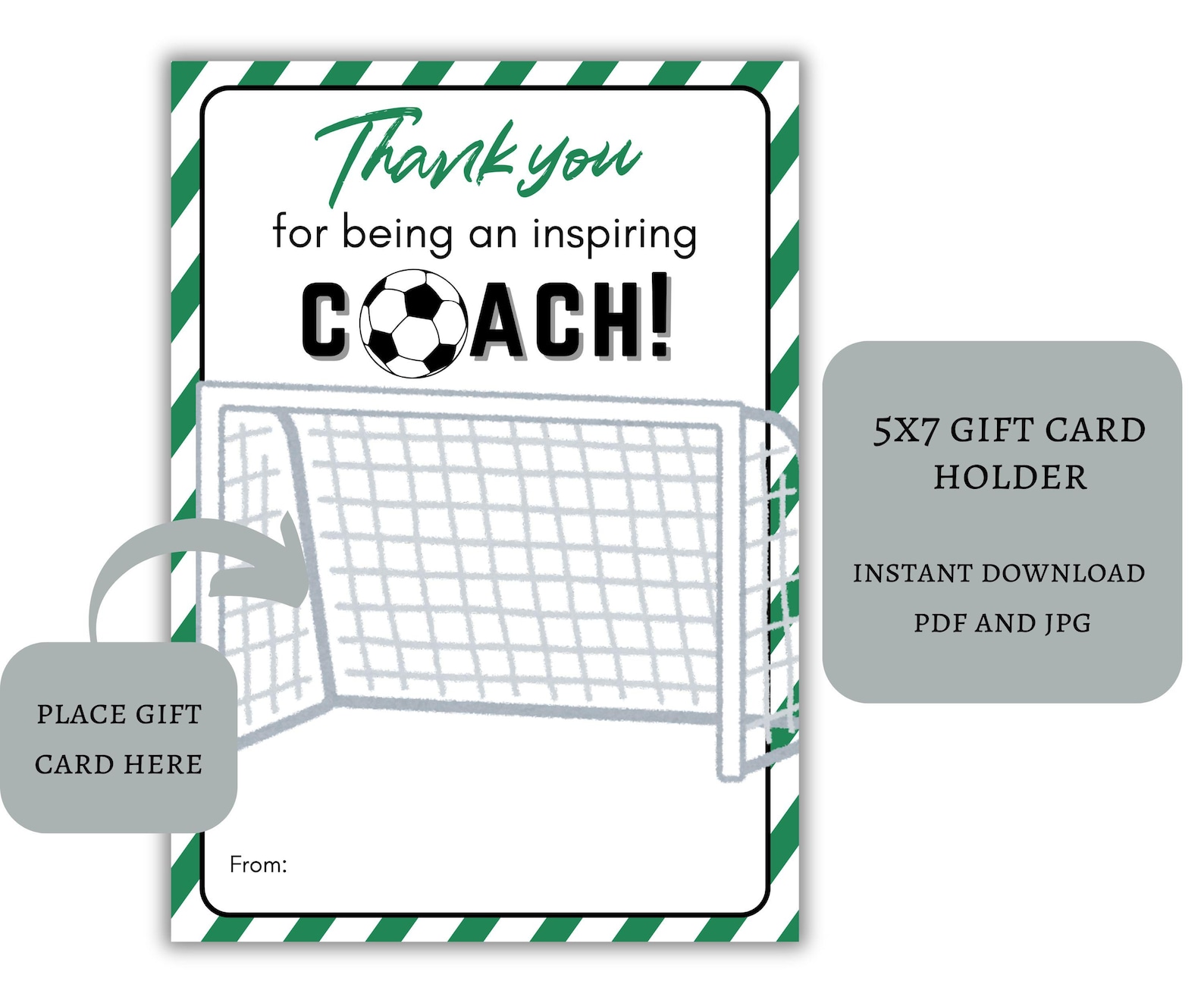 Printable Soccer Coach Gift Card Holder, Soccer Coach Thank You Card ...