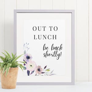 Out to Lunch Sign for Desk, Printable Office Sign, Be Back Soon Sign ...