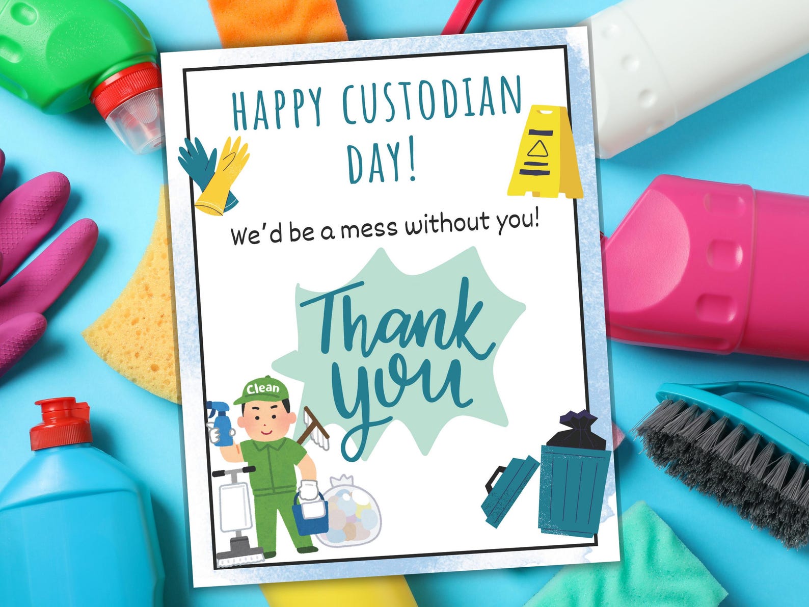 Custodian Day Sign, School Custodian Day Banner, Custodian Appreciation ...