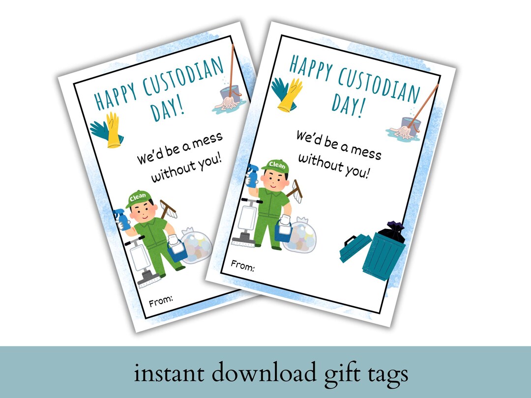 Custodian Day Gift Tag, Printable Gift Tag, Custodian Appreciation Day ...