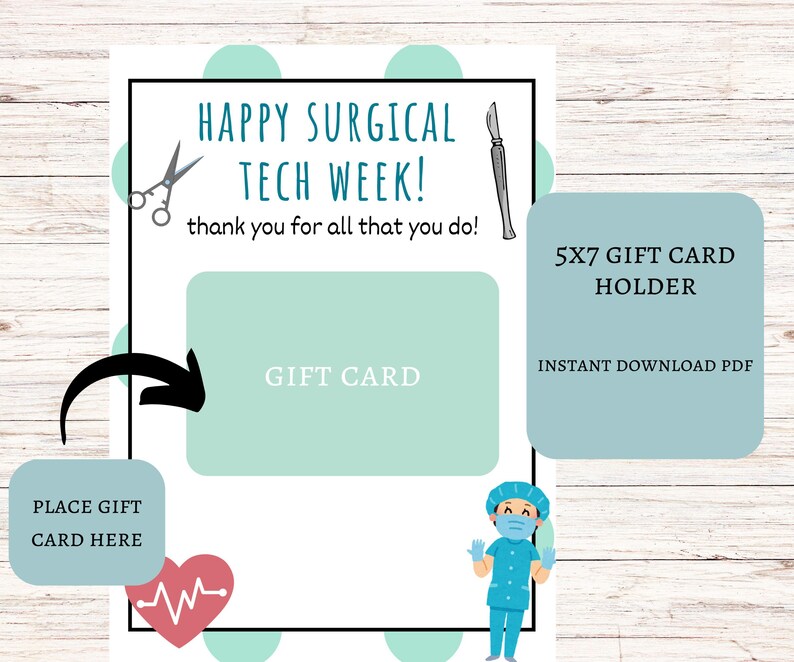 Surgical Tech Week Gift, Gift Card Holder, Surgical Tech Appreciation ...