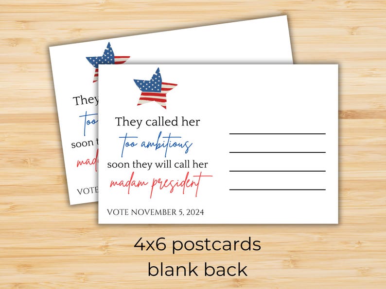 Kamala Harris Postcards, Get Out the Vote Postcards, Vote Blue Postcard ...
