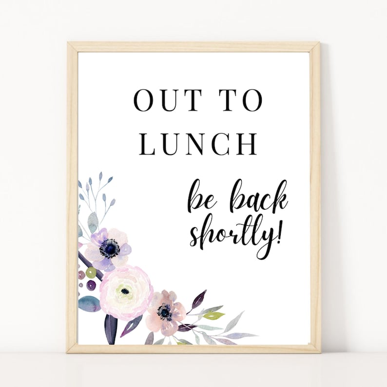 Out to Lunch Sign for Desk, Printable Office Sign, Be Back Soon Sign ...