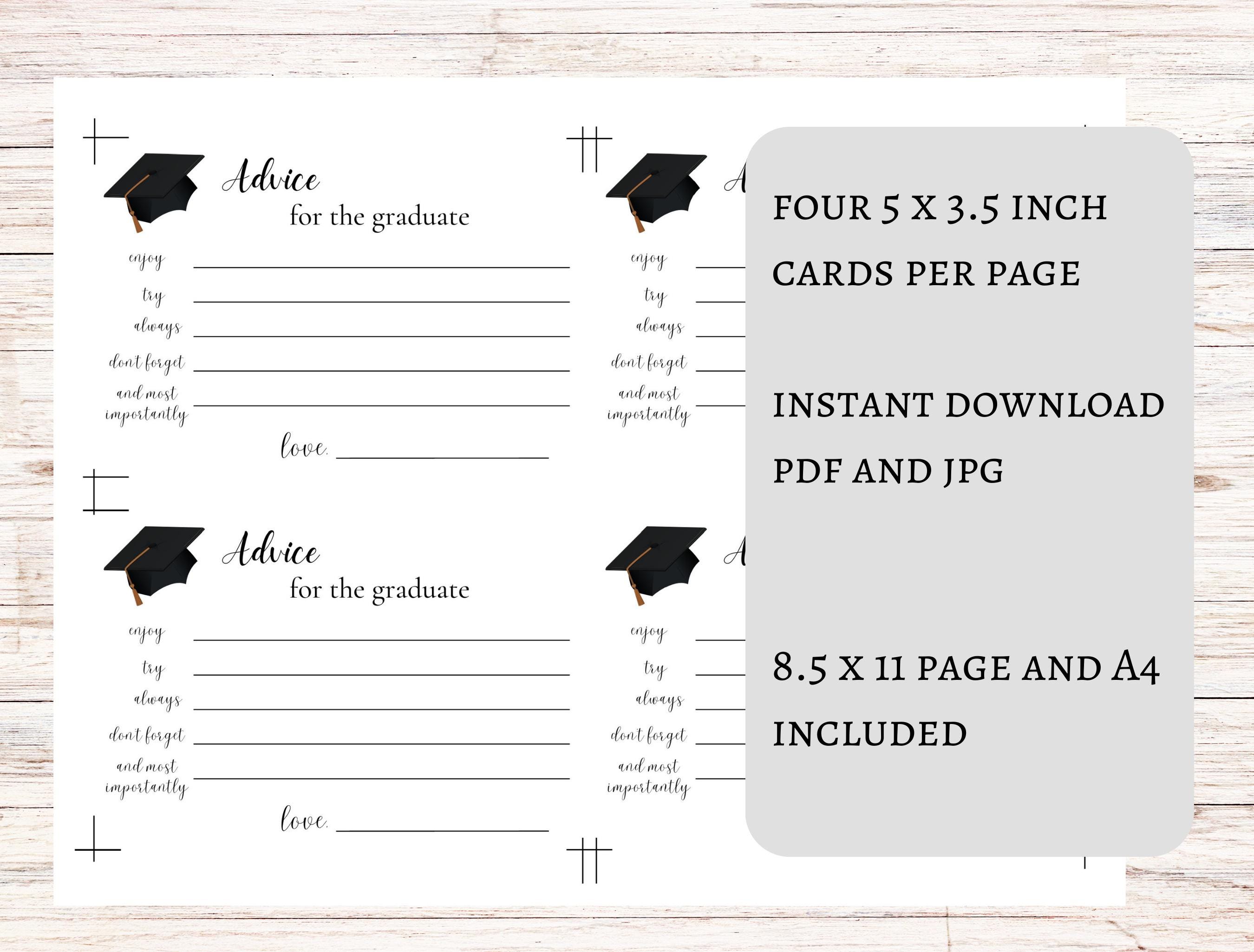 Graduation Advice Cards Printable, Graduation Party Ideas for Him, High ...