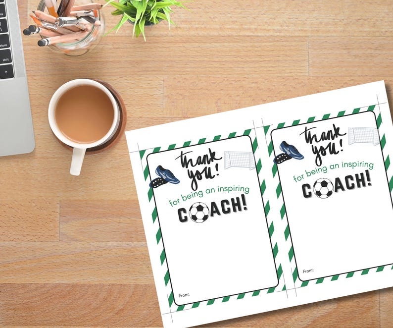 Soccer Coach Gift Card Holder, Printable Gift Card Holder, Soccer Coach ...