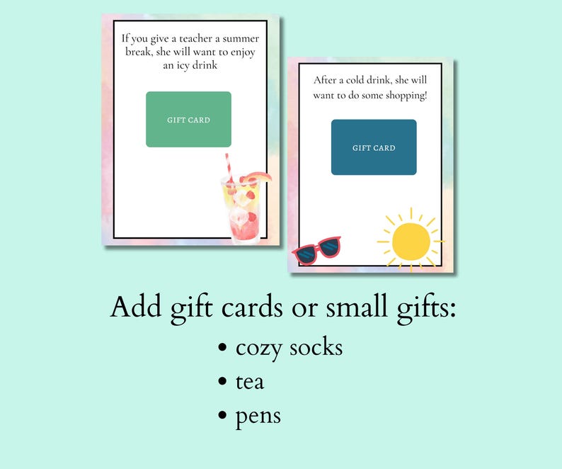 Gift Card Book for Teacher, If You Give A Teacher A Summer Break, End ...
