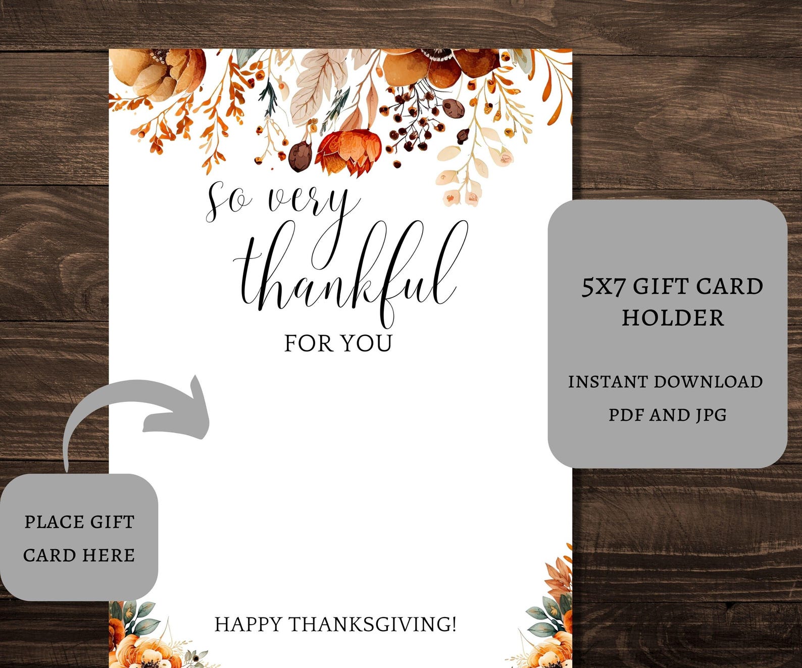 Thanksgiving Gift Card Holder, Thankful for You, Gift for Teacher ...