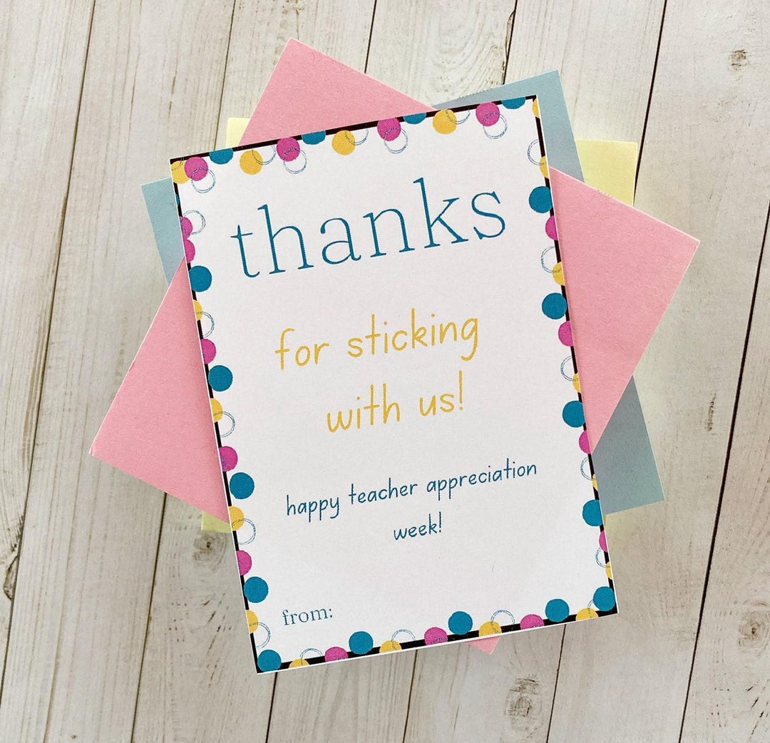 Sticky Note Tag, Teacher Appreciation Week Gift Tag, Printable Teacher ...