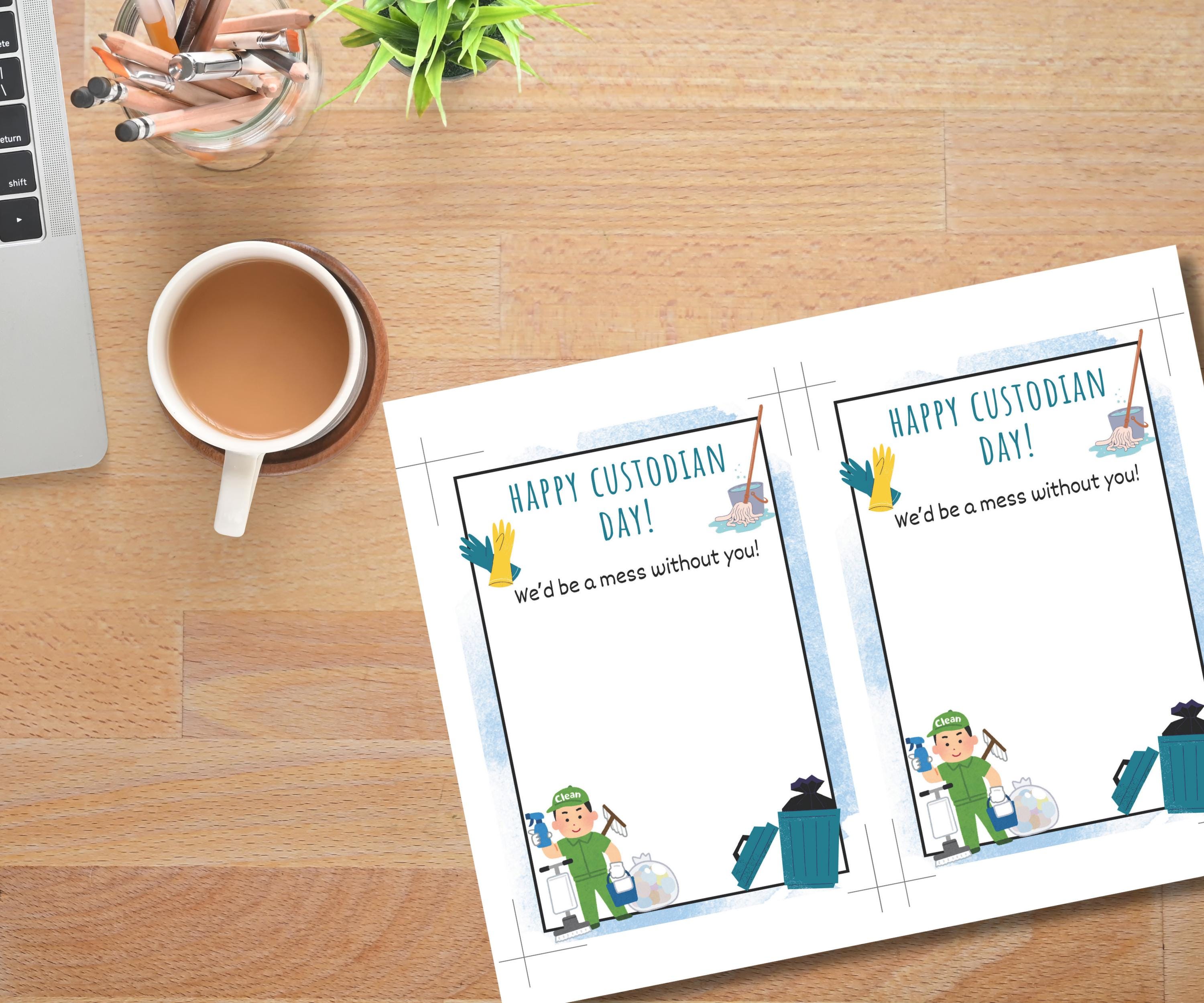 School Custodian Day Gift, Printable Gift Card Holder, Custodian ...