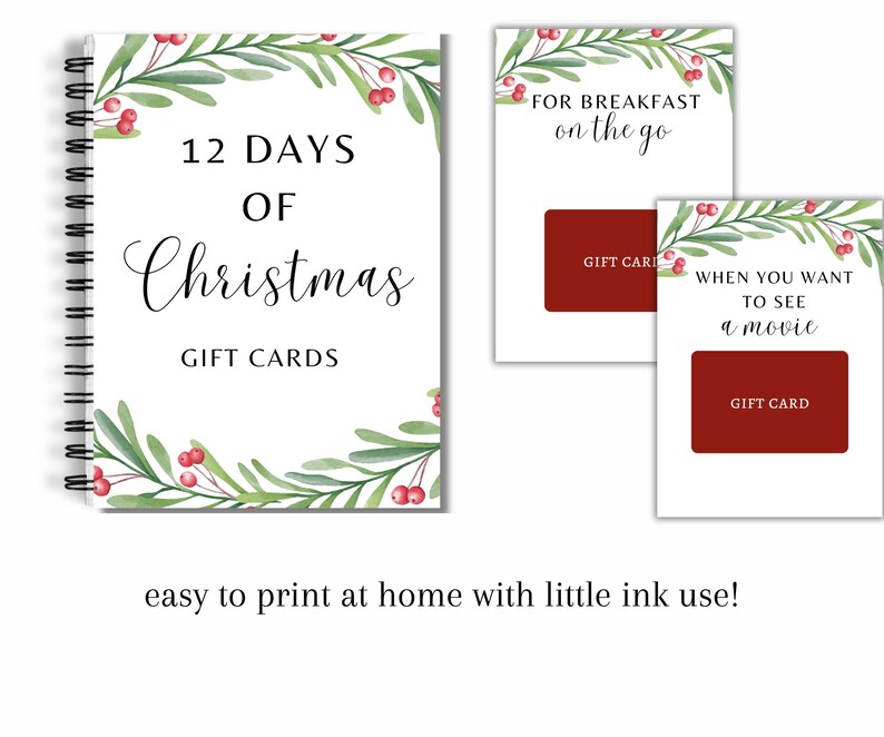12 Days of Christmas Gift Card Book, Gift Card Advent Calendar ...