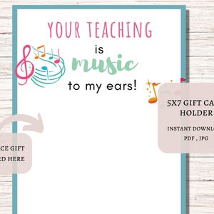 Music Teacher Gift Card Holder, End of Year Teacher Gift Card Holder ...