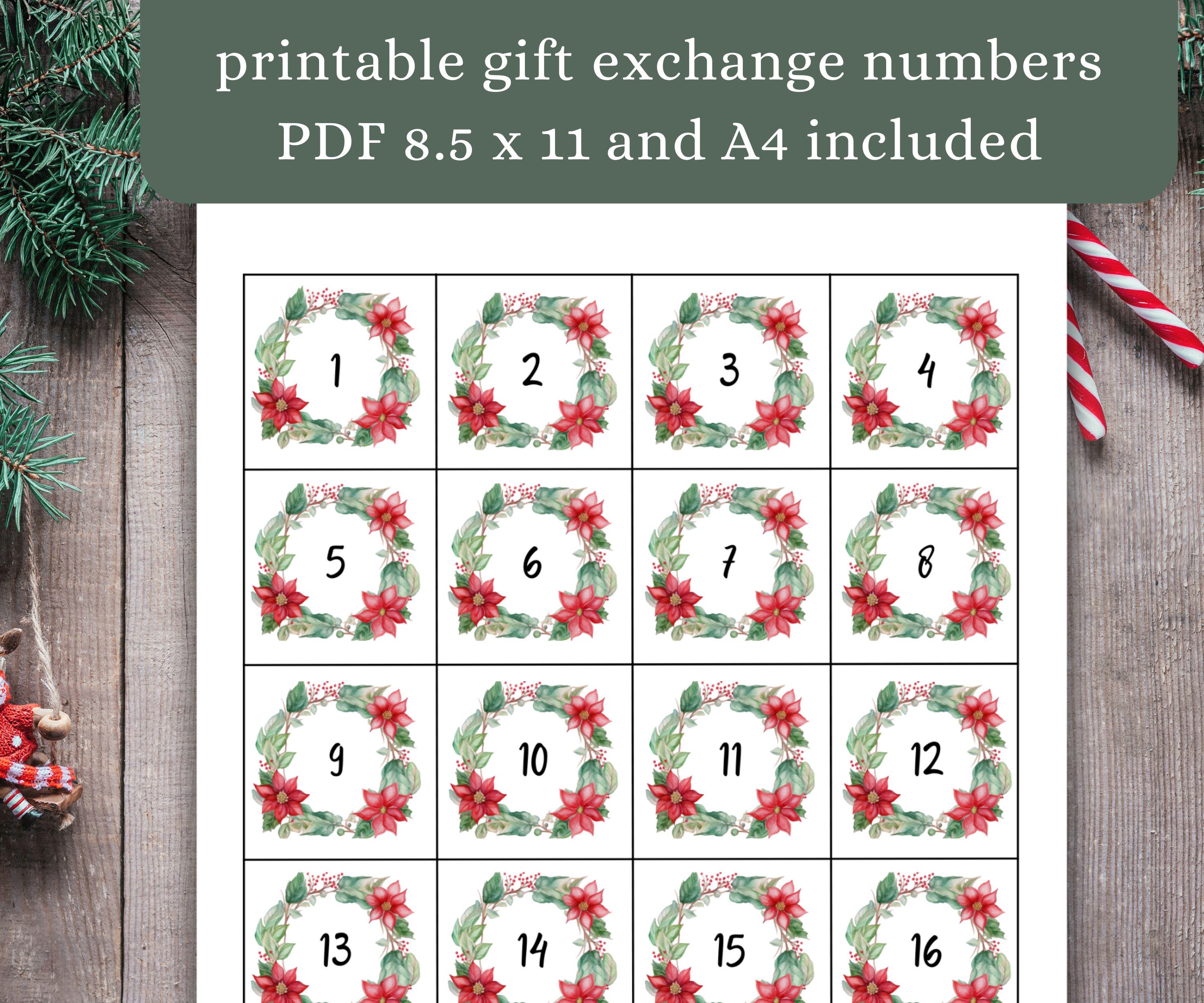 White Elephant Numbers, Printable Gift Exchange Numbers, Yankee Swap ...