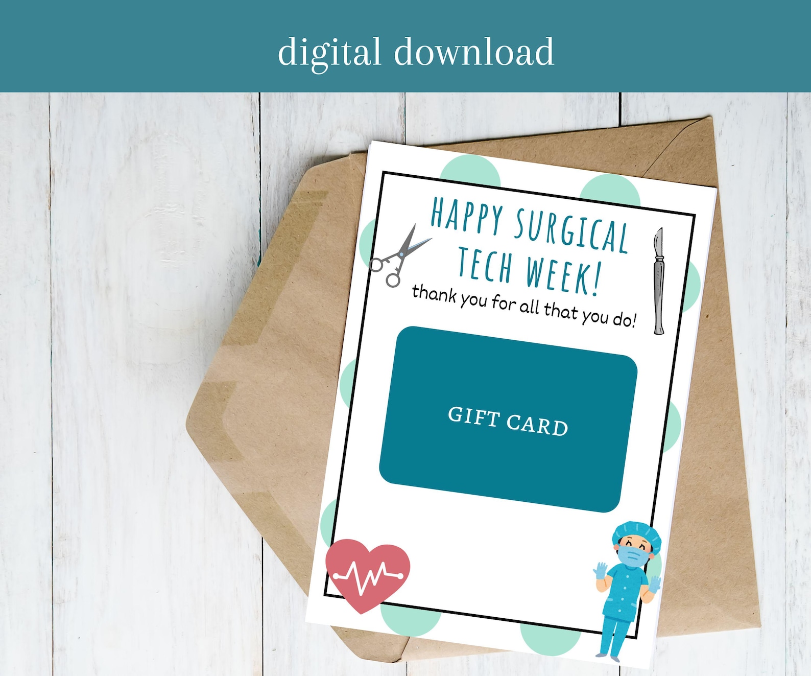 Surgical Tech Week Gift, Gift Card Holder, Surgical Tech Appreciation, Scrub Tech Week Gift ...