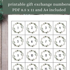 White Elephant Numbers, Gift Exchange Numbers Printable, Yankee Swap ...