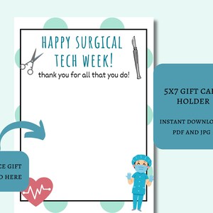 Surgical Tech Week Gift, Gift Card Holder, Surgical Tech Appreciation ...