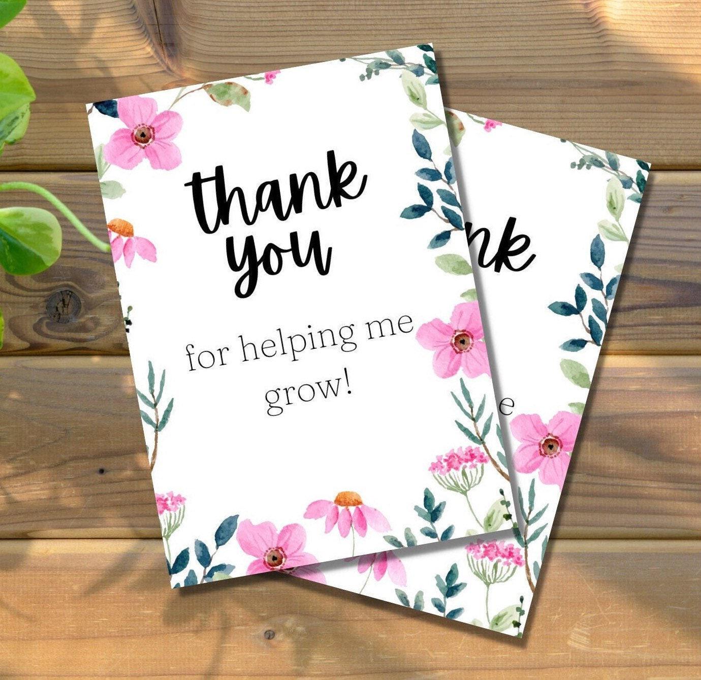 Thank You for Helping Me Grow Tags, Teacher Appreciation Week Gift Tags ...