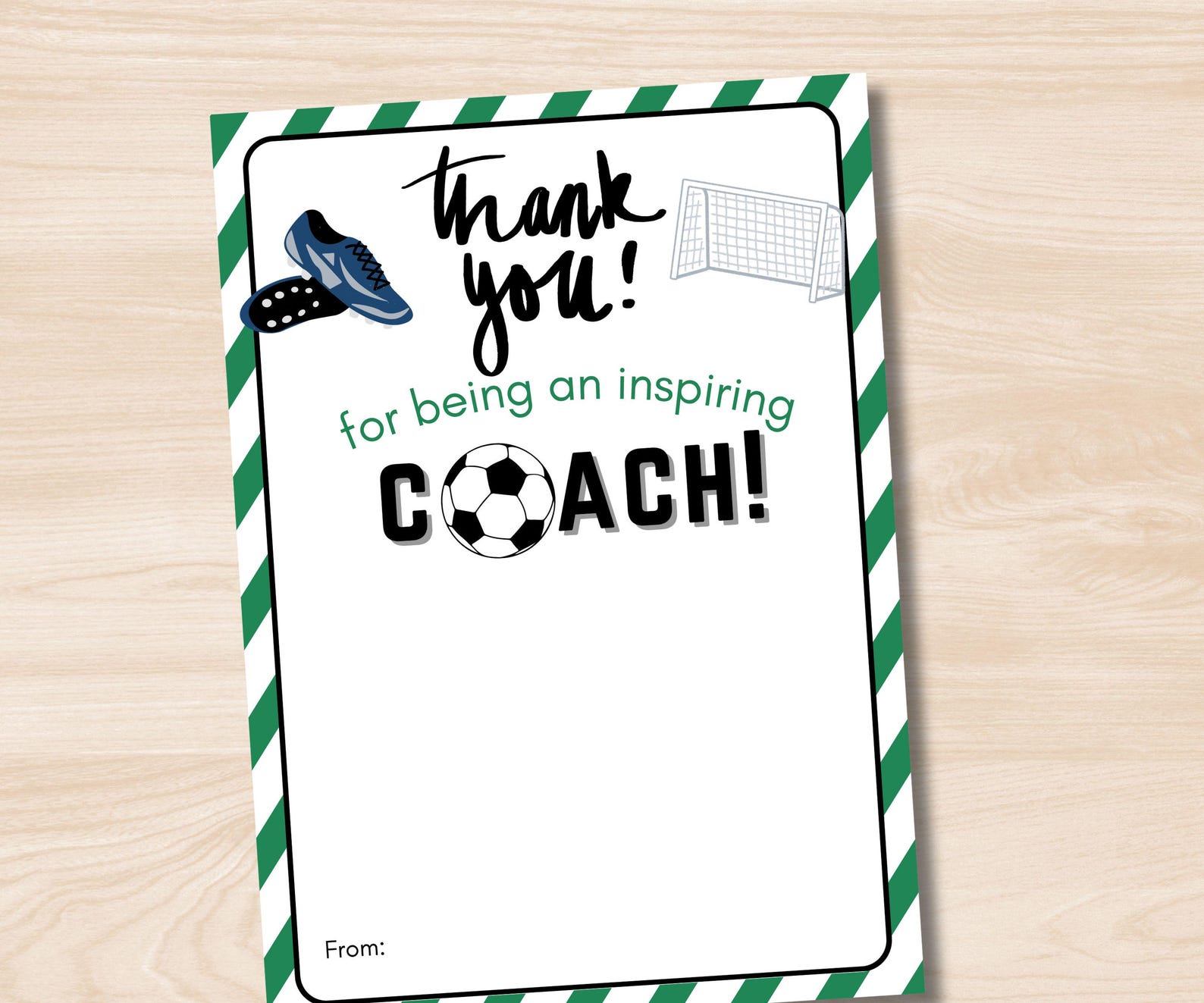 Soccer Coach Gift Card Holder, Printable Gift Card Holder, Soccer Coach ...