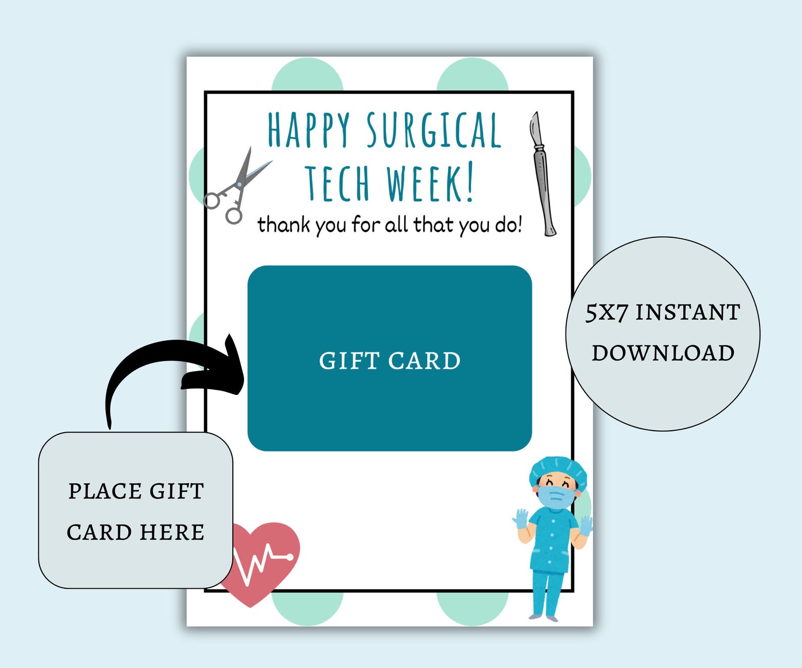 Surgical Tech Week Gift, Gift Card Holder, Surgical Tech Appreciation, Scrub Tech Week Gift ...