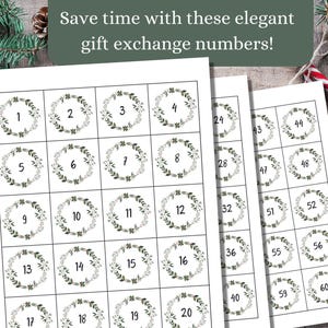 White Elephant Numbers, Gift Exchange Numbers Printable, Yankee Swap ...