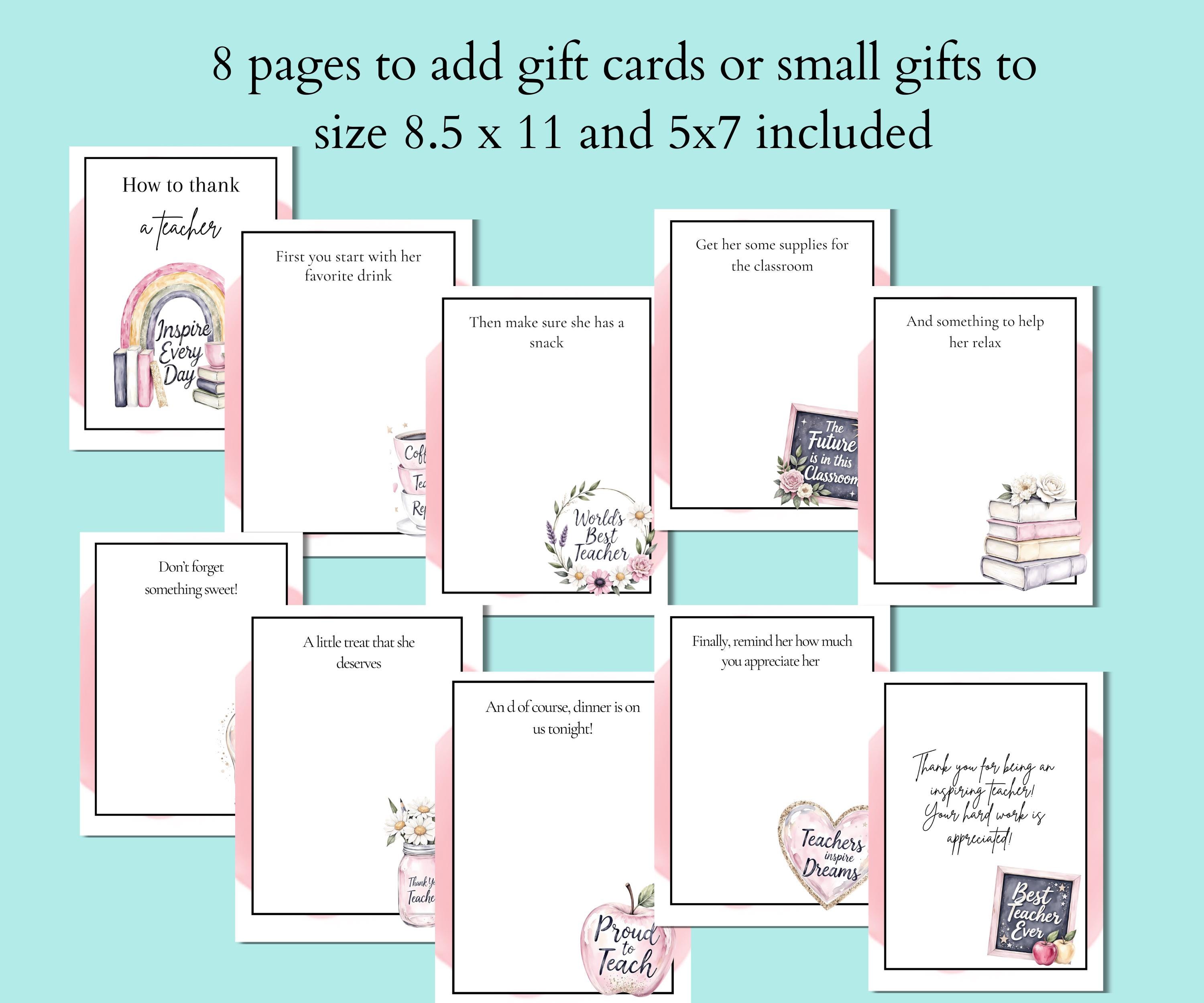 Teacher Appreciation Gift Card Book, Teacher Appreciation Gift Card ...