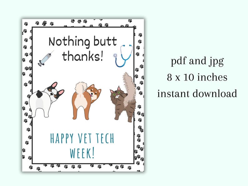 Funny Vet Tech Week Sign, Vet Tech Week Banner, Vet Tech Appreciation ...
