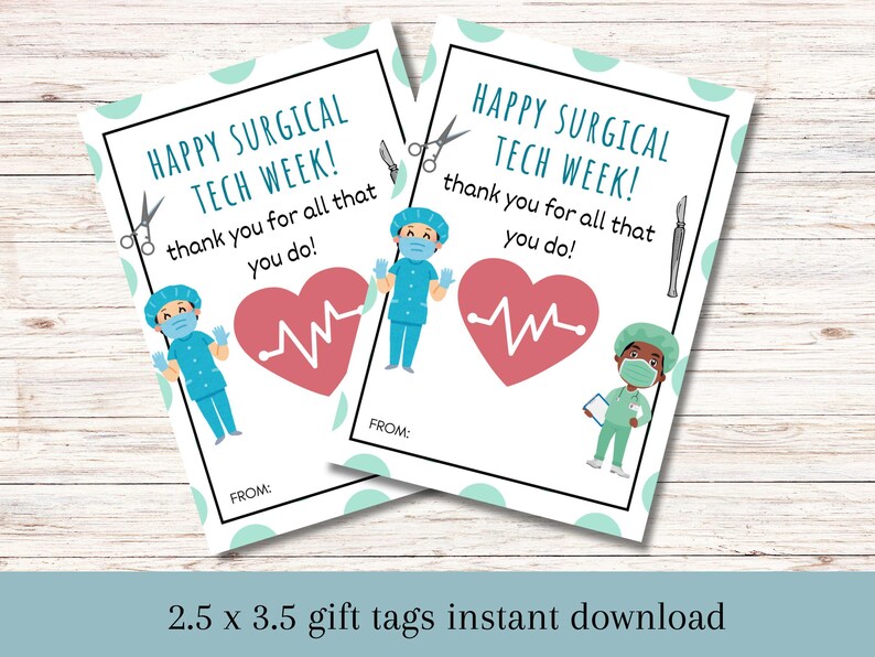 Surgical Tech Week Gift Tags, Surgical Tech Appreciation, Scrub Tech ...