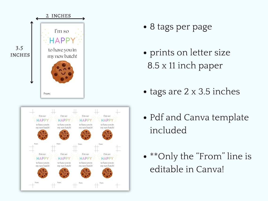 Back to School Cookie Tag, Meet the Teacher Gift for Student, Welcome ...