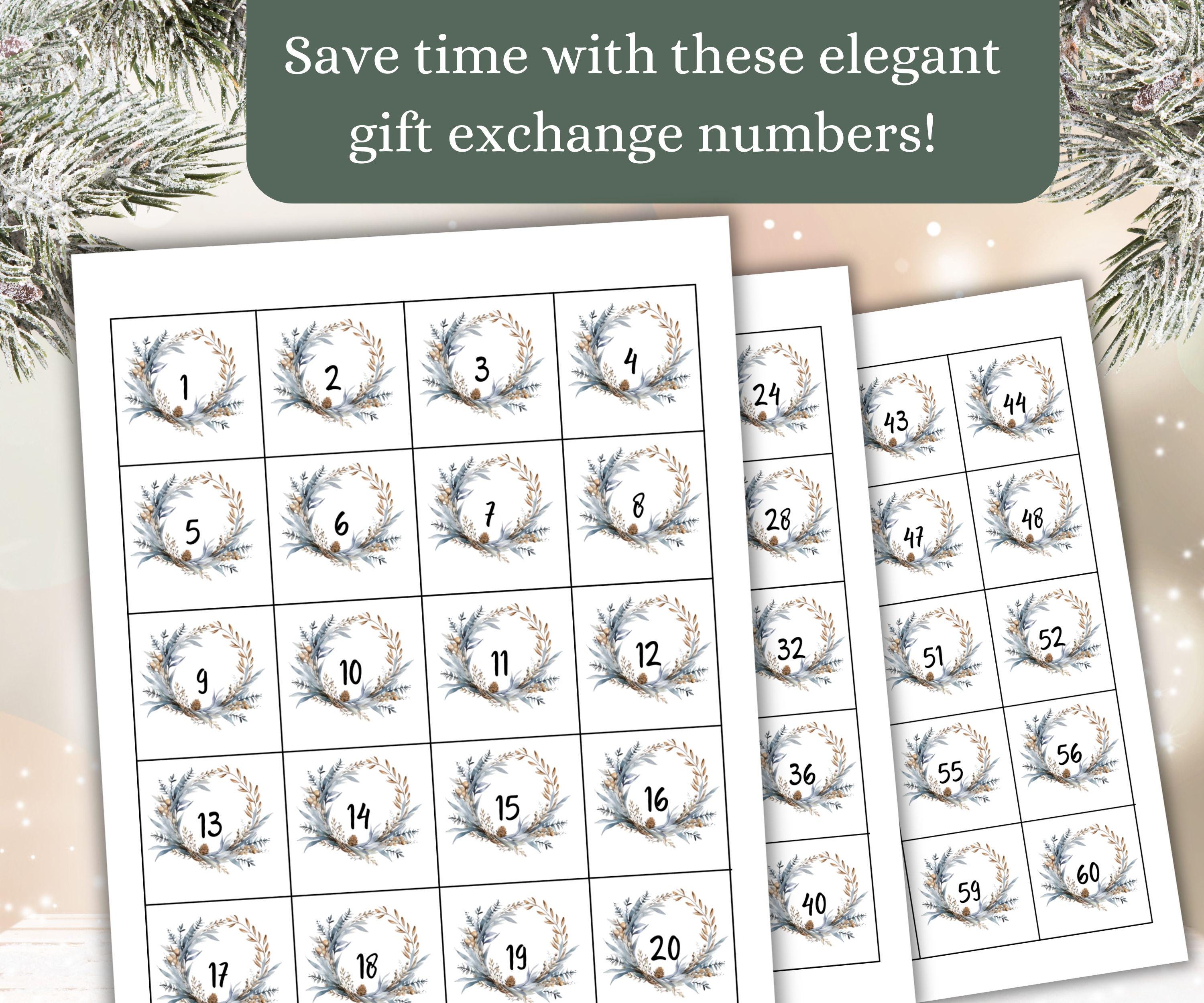 White Elephant Numbers, Printable Gift Exchange Numbers, Yankee Swap ...