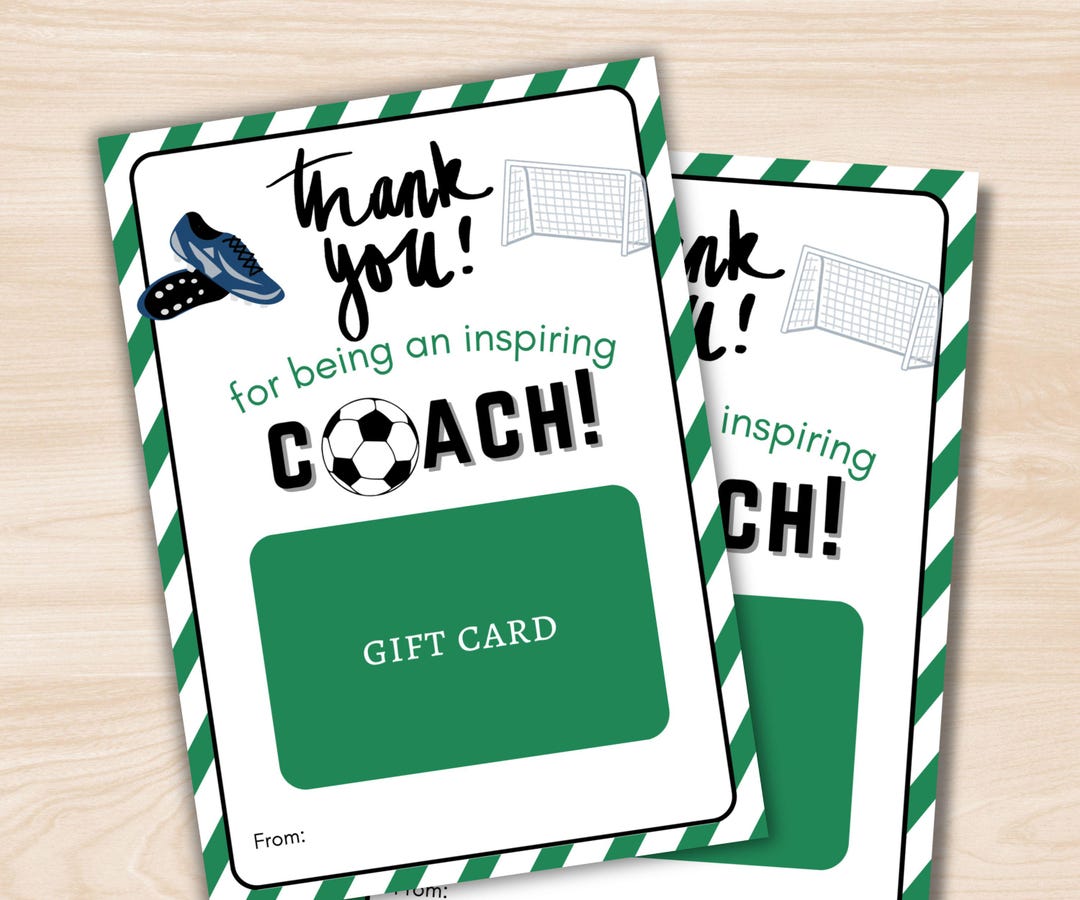 Soccer Coach Gift Card Holder, Printable Gift Card Holder, Soccer Coach ...