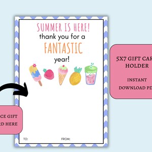 Printable Teacher Gift Card Holder, End of Year Teacher Gift, School is ...
