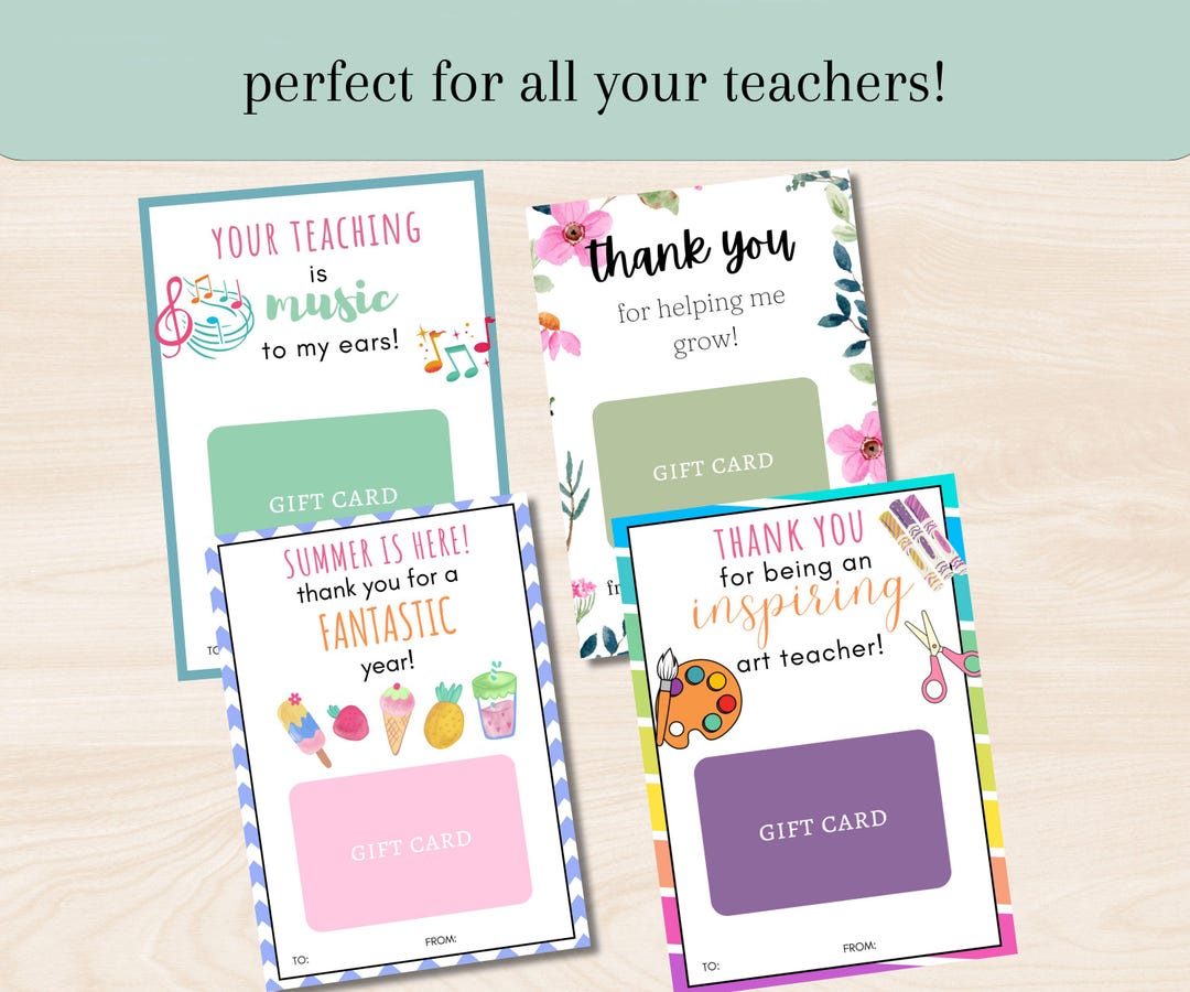 Printable Teacher Gift Card Holder, Specials Teacher Gift, End of ...