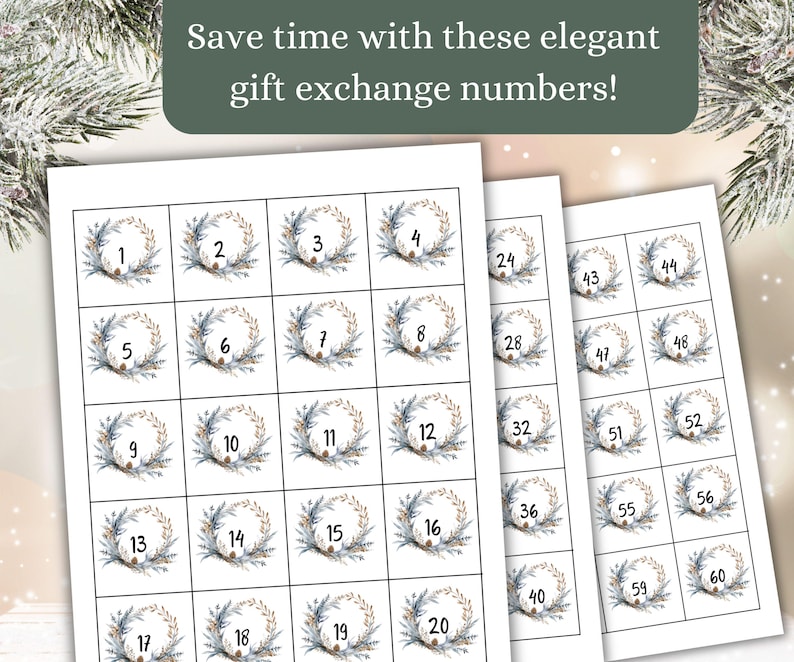 White Elephant Numbers, Printable Gift Exchange Numbers, Yankee Swap ...