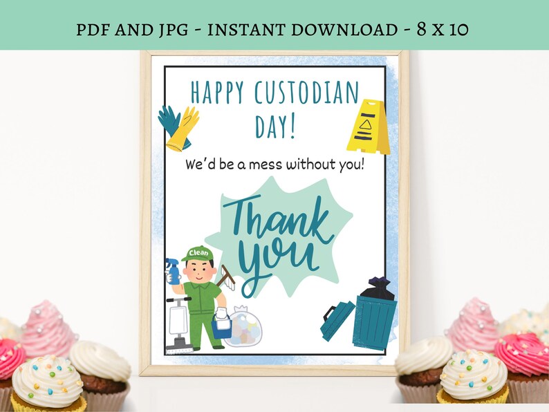 Custodian Day Sign, School Custodian Day Banner, Custodian Appreciation ...